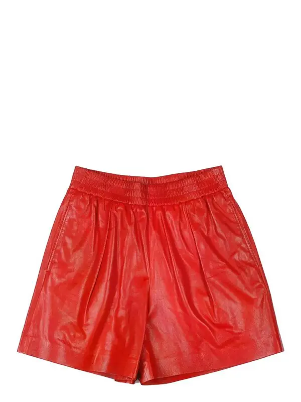 Brunello Cucinelli Pleated Leather Shorts - Red