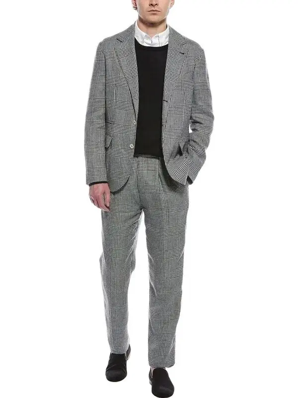 Brunello Cucinelli Plaid Single-breasted Suit - Black