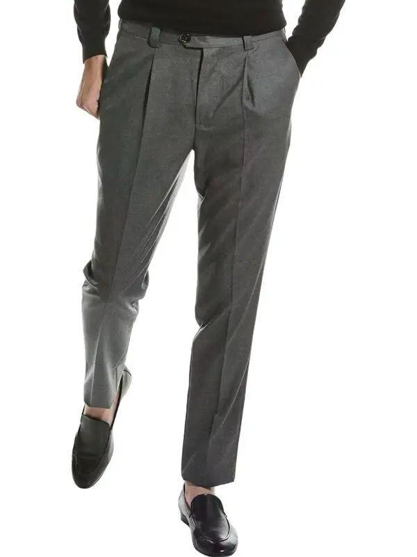 Brunello Cucinelli Pleated Wool Trousers - Grey