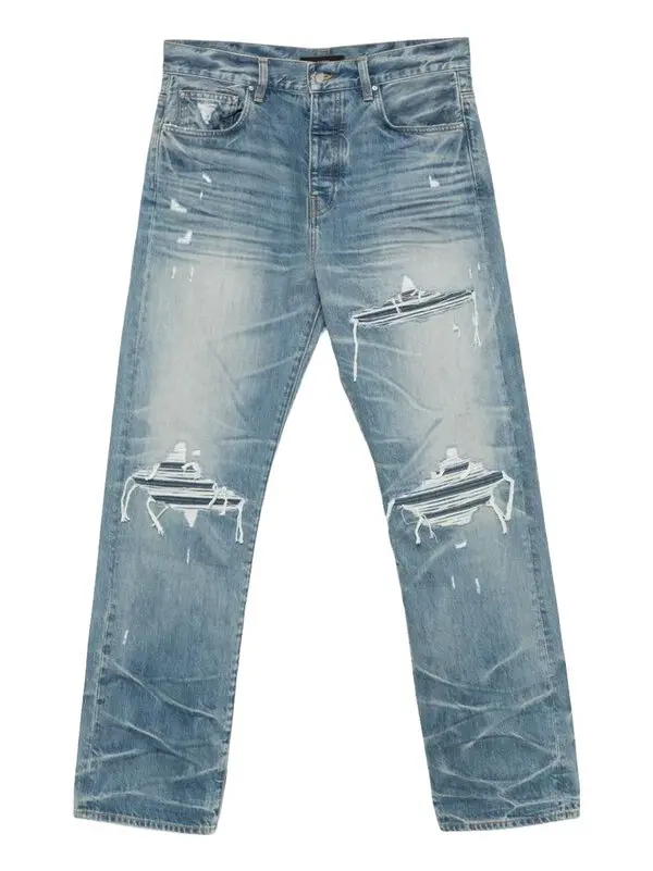 Amiri Distressed Straight-leg Jeans - Blue