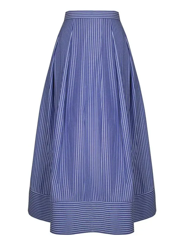 NO PISE LA GRAMA High-waisted Midi Skirt - Blue Stripes