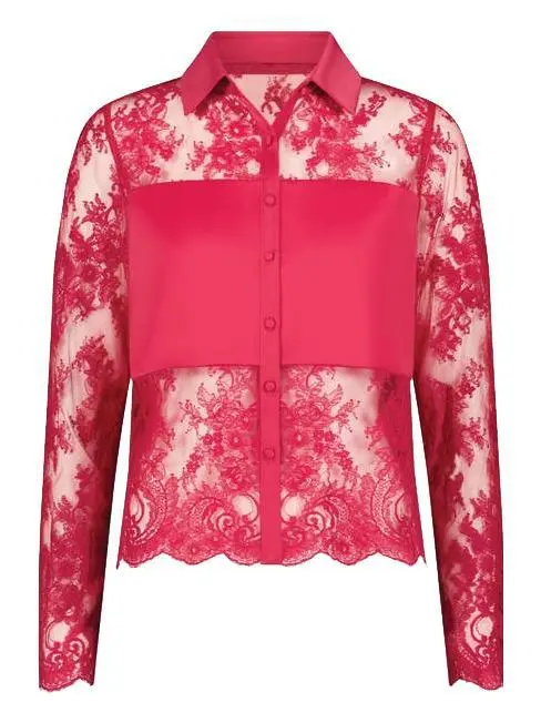 THE NOLI SHOP Vienna Lace Blouse - Fuchsia