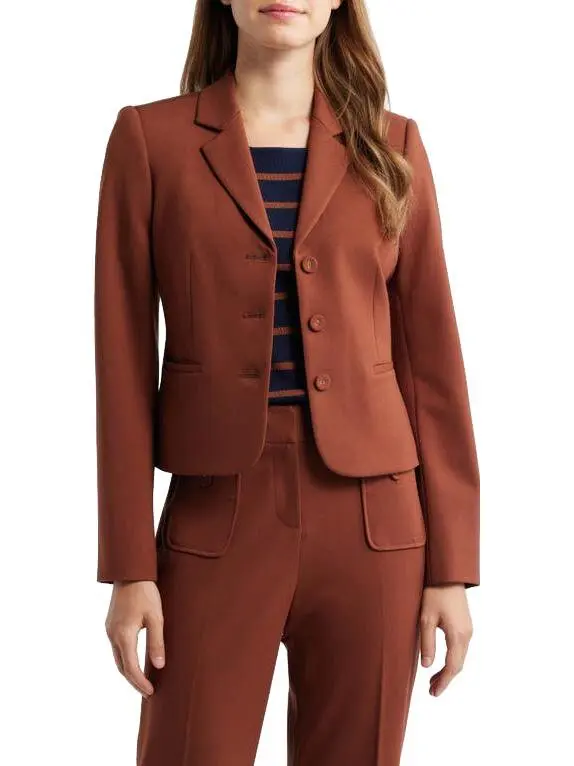 TAHARI ASL Three-button Ponte Blazer - Tawny