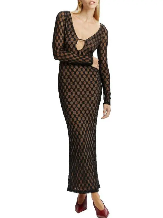 Bardot Yazmin Lace Long Sleeve Body-con Dress - Black