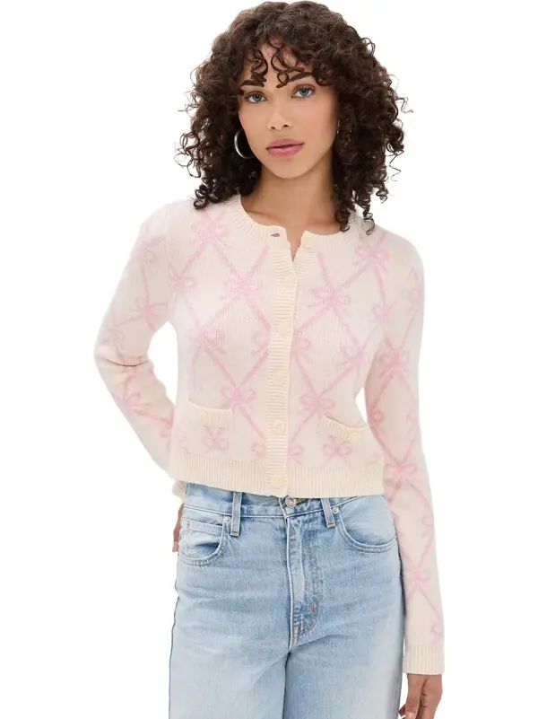 LoveShackFancy Veronika Bow-patterned Cardigan - Milk Rose
