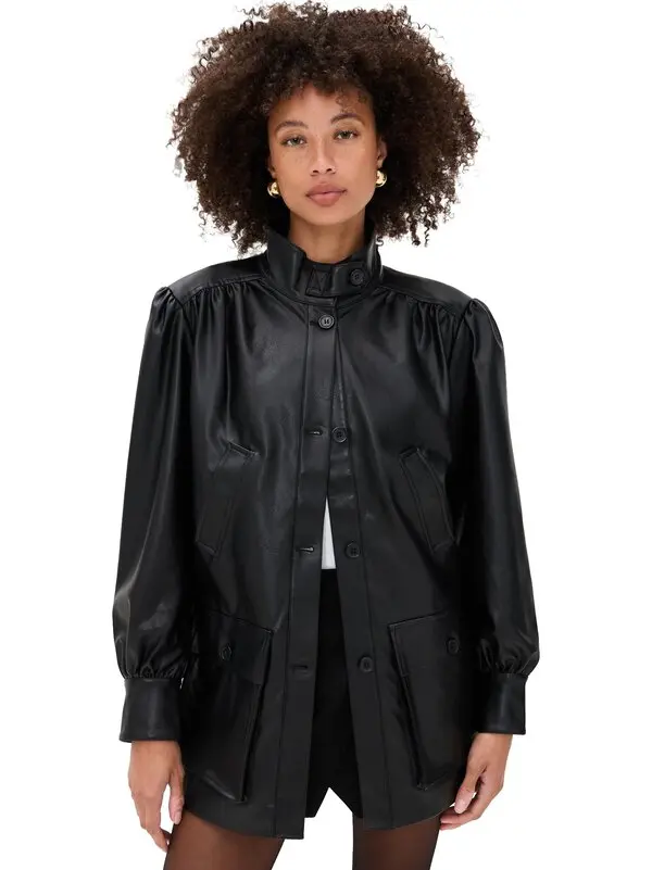 Bardot Clements Vegan Leather Jacket - Black