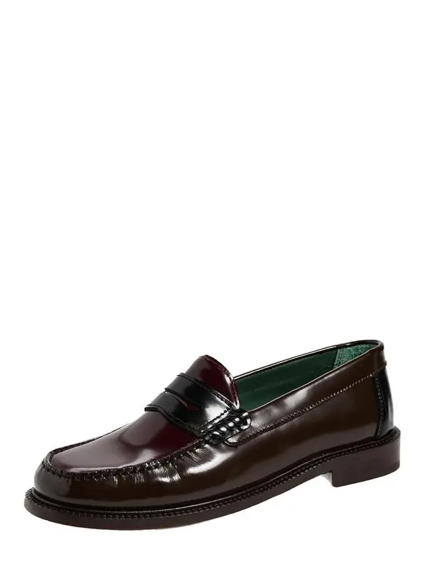 VINNY'S Yardee Tri-tone Moccasin Loafers - Brown/burgundy/blue Three-tone