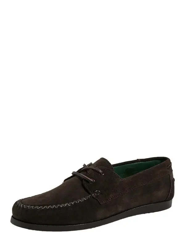 VINNY'S Boatman Suede Loafers - Brown Suede Leather