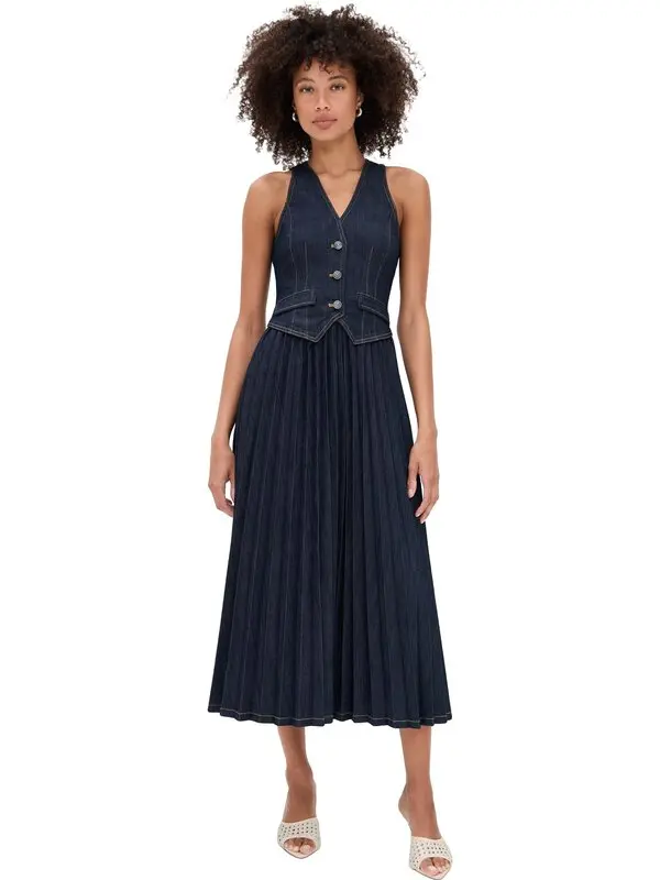 Cinq À Sept Esther Denim Midi Dress - Indigo