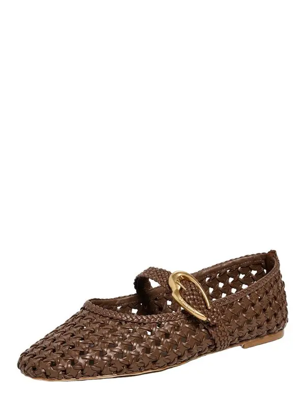Larroude Verona Macrame Flats - Burnt Umber