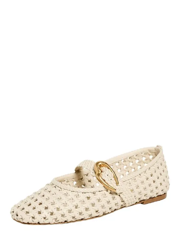 Larroude Verona Macrame Flats - Ivory