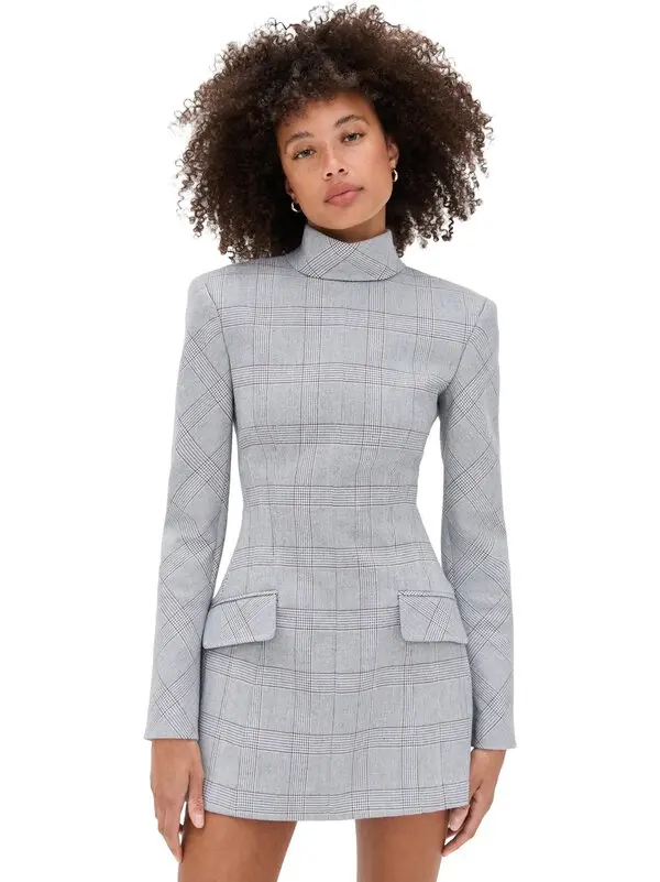 AKNVAS Toni Plaid Mini Dress - Grey Plaid