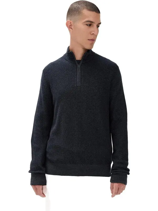 Vince Geo Jacquard Quarter Zip - Coastal/med H Grey