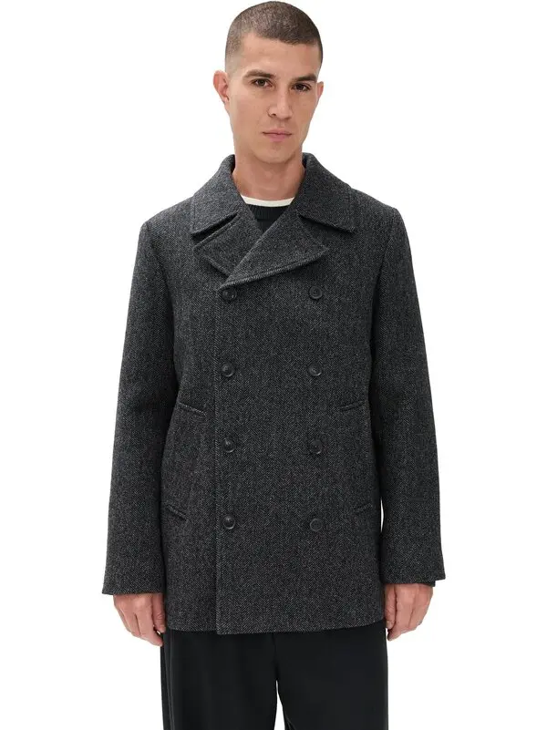 NILI LOTAN Atlas Pea Coat - Charcoal Herringbone