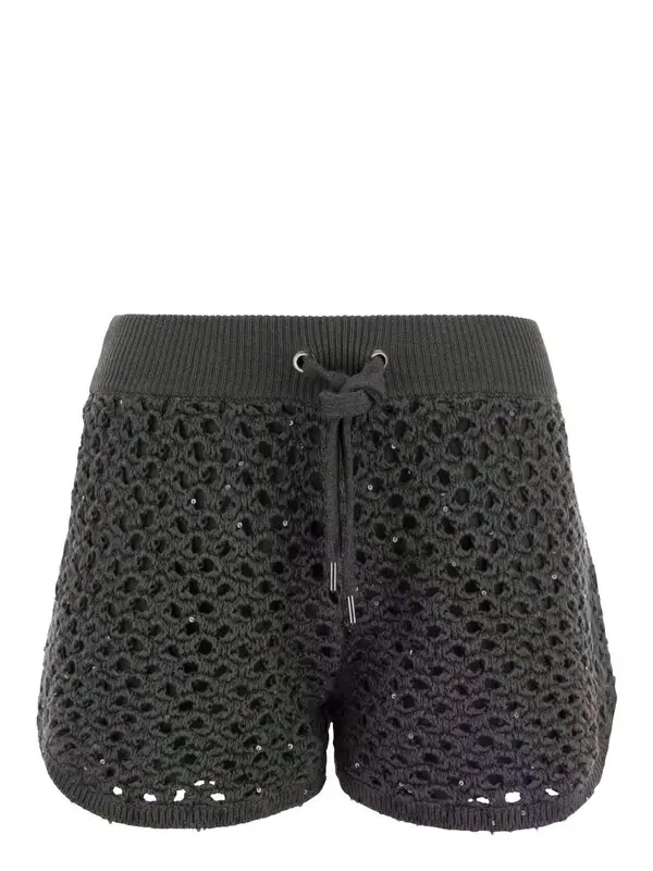 Brunello Cucinelli Sequin-embellished Crochet Short Shorts - Grey