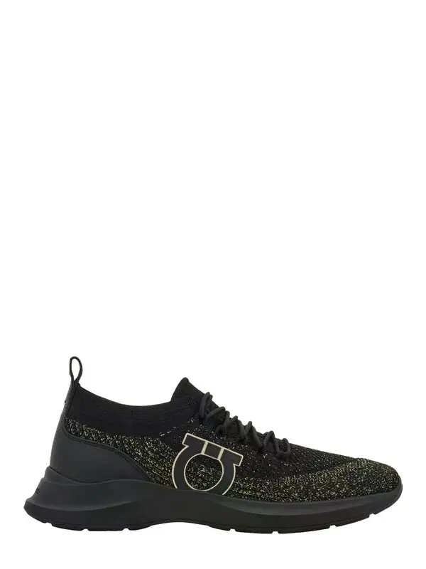 FERRAGAMO Gancini-detail Knit Sneakers - Black