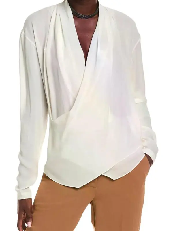 Brunello Cucinelli Draped Cowl-neck Blouse - White