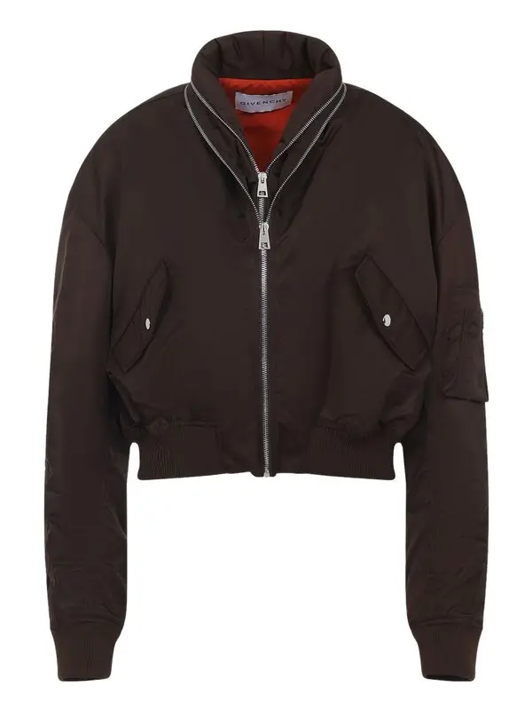 Givenchy Zip-front Jacket With Ribbed Hem - Brown