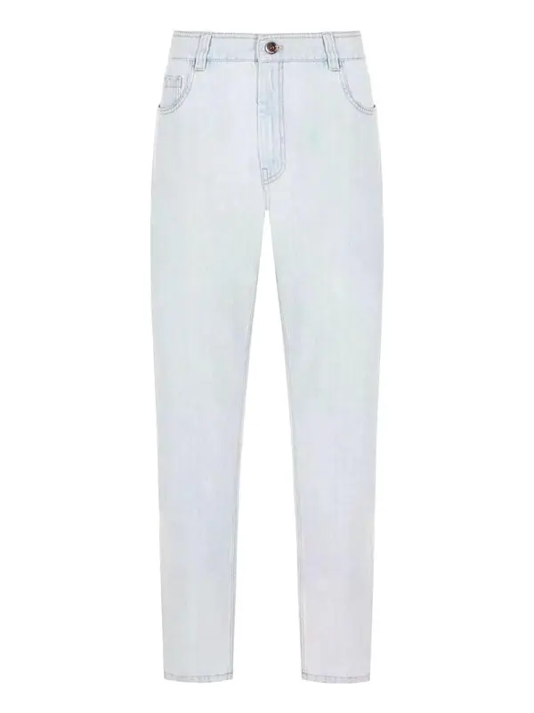 Brunello Cucinelli Straight-leg Jeans With Logo Patch - Blue