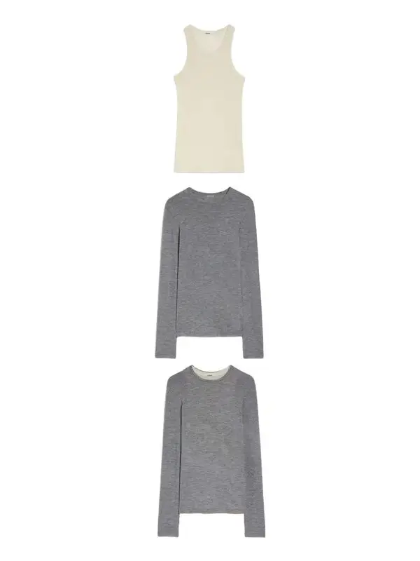 JIL SANDER Wool Layered T-shirt - Grey