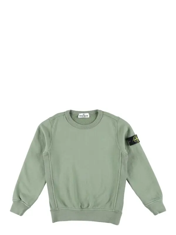 Stone Island Crew Neck Long-sleeve Pullover With Compass Badge - Green