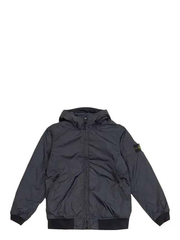 Stone Island Compass Patch Zip-up Hooded Jacket - Blue