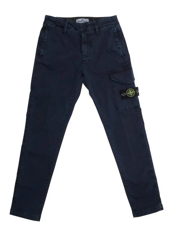 Stone Island Cargo Pants With Detachable Compass Badge - Blue