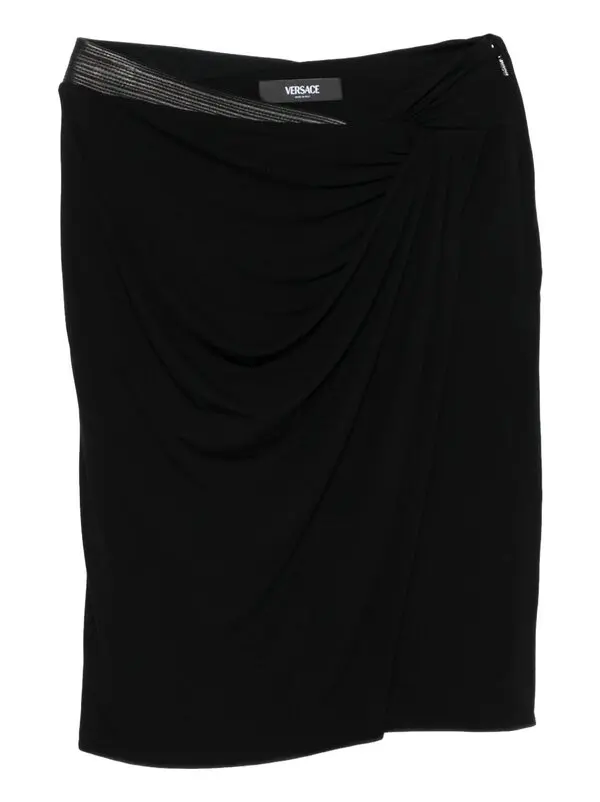 Versace Draped Skirt With Metallic Embellishments - Black
