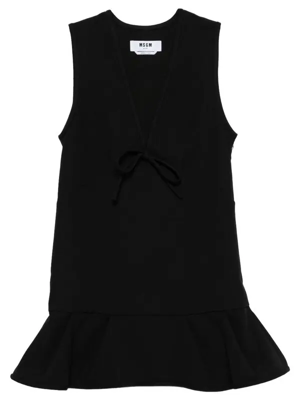MSGM V-neck Dress With Ruffled Hem - Black