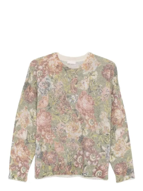 Liu Jo Floral Pattern Crew Neck Sweater - Green