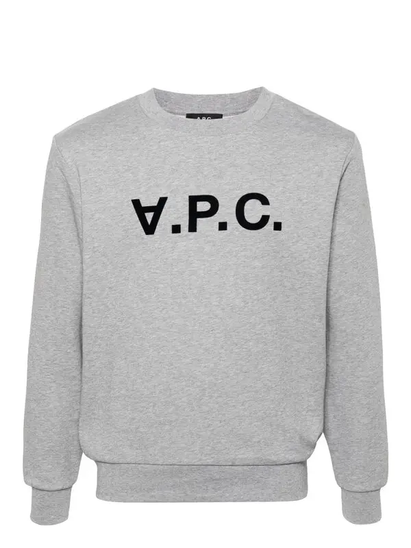 A.p.c. Flocked Logo Cotton Sweater - Grey