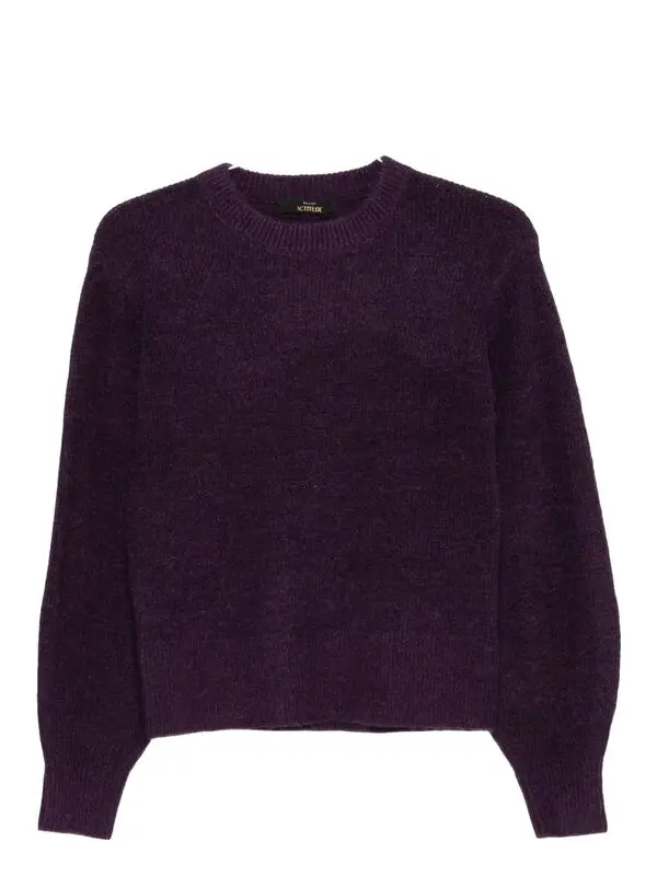 Twin-set Textured Knit Balloon Sleeve Sweater - Purple