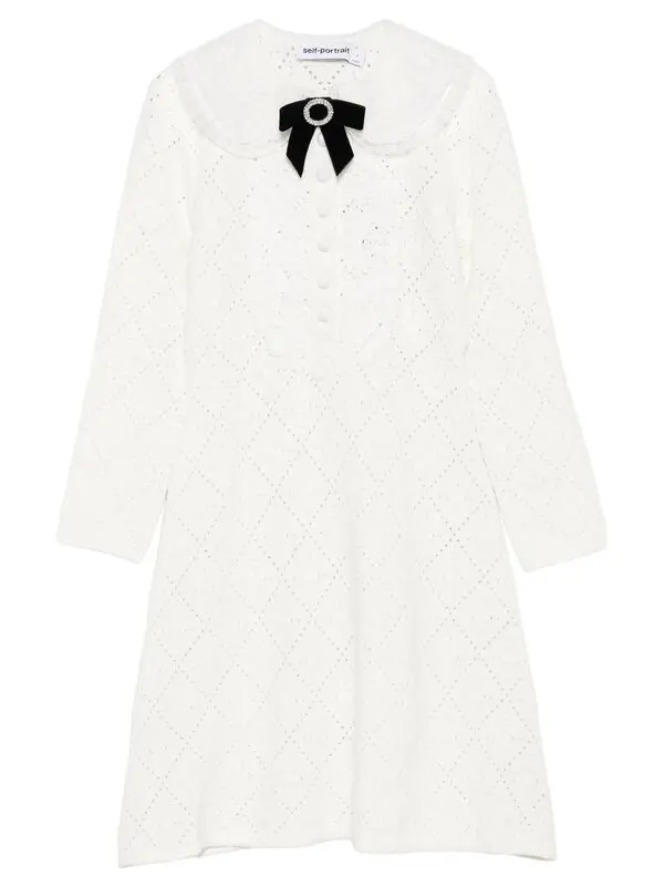 SELF-PORTRAIT Eyelet Embroidered Dress - White