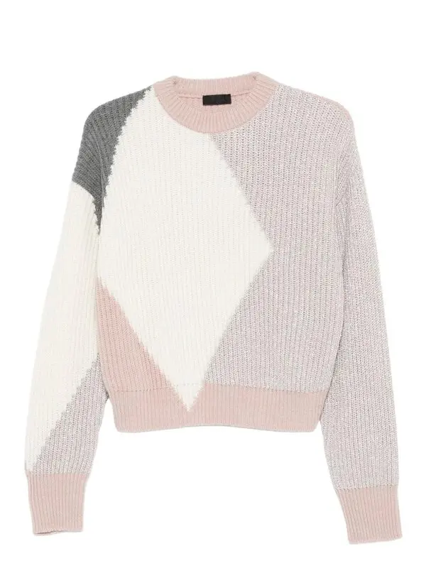 Liu Jo Geometric Pattern Wool-blend Sweater - White