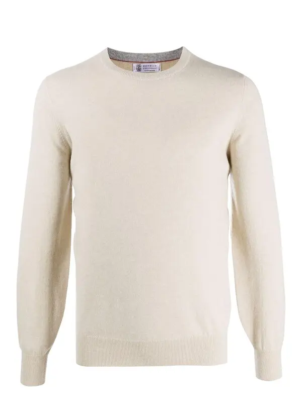 Brunello Cucinelli Cashmere Crew Neck Sweater - Beige