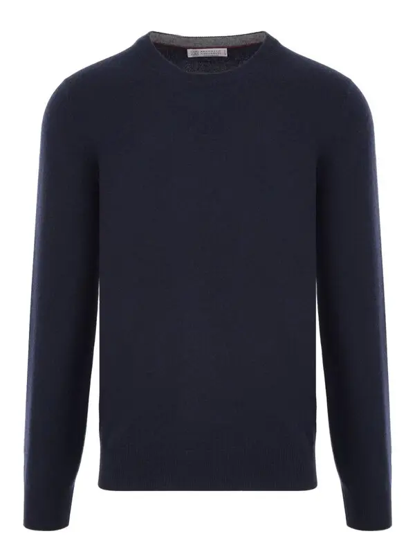 Brunello Cucinelli Knitted Cashmere Crewneck Sweater - Blue