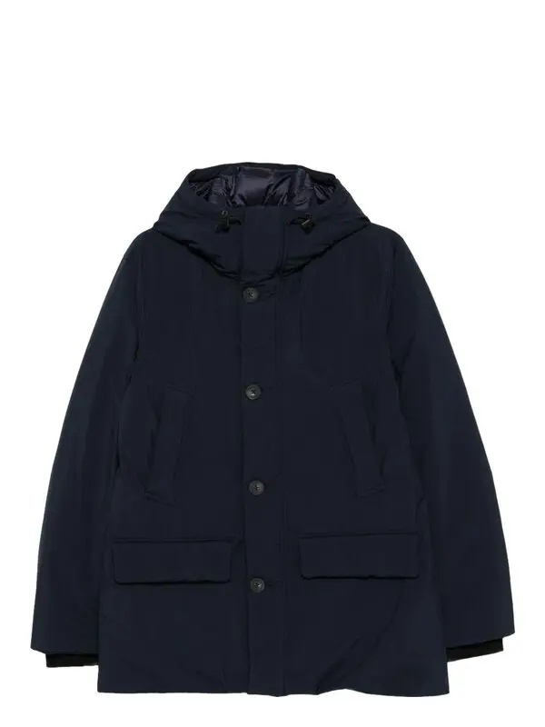 Woolrich Hooded Coat - Melton Blue