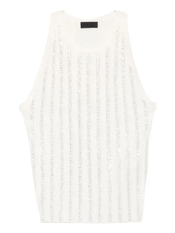 Liu Jo Sleeveless Top With Rhinestone Embellishments - White