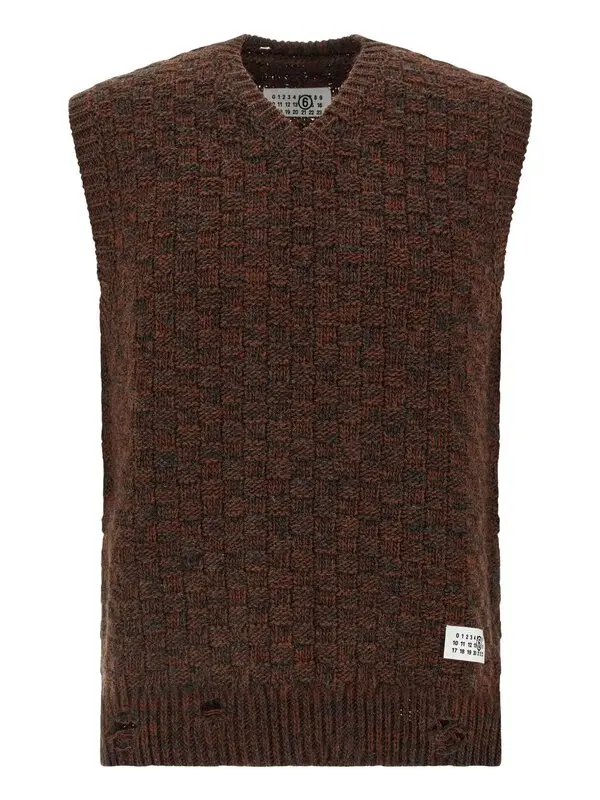 MAISON MARGIELA V-neck Sleeveless Top - Brown