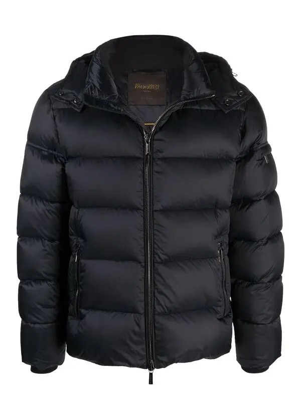 MOORER Padded Down Jacket With Hood - Blue