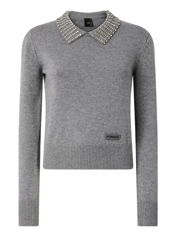 Pinko Crystal-embellished Sweater - Grey