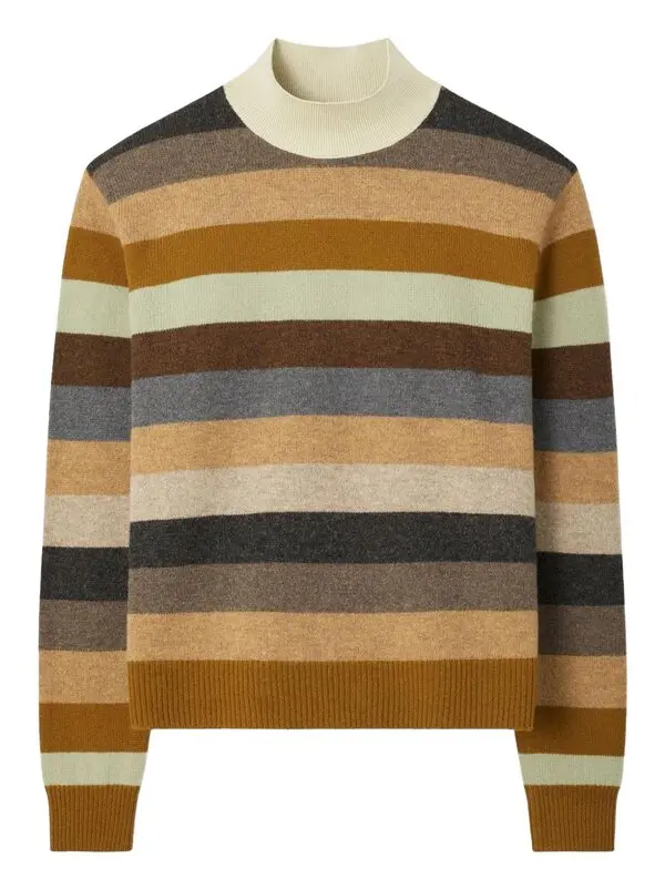 Tory Burch Striped Turtleneck Sweater - Sage Grey Wide Stripe