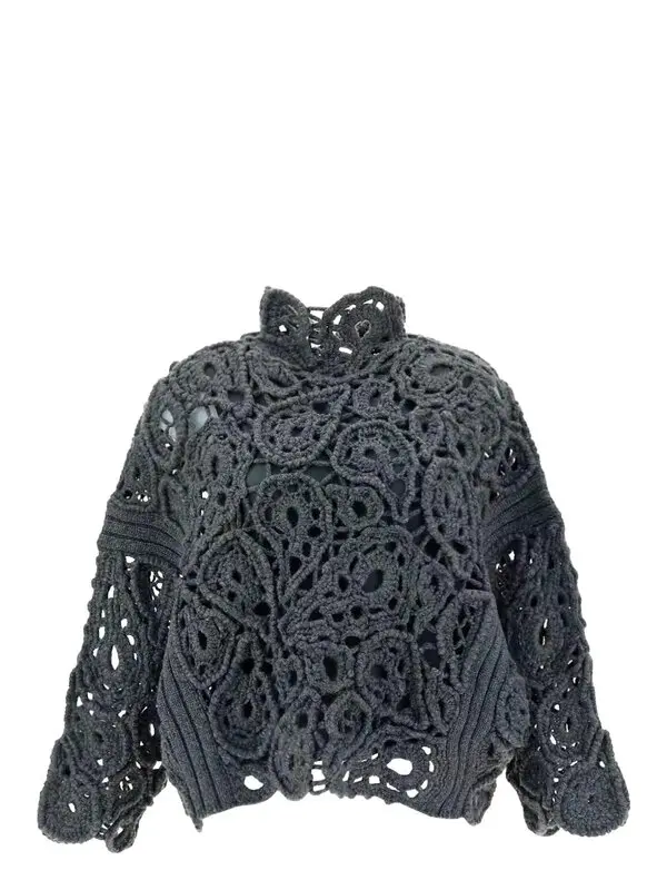 Brunello Cucinelli Crochet-lace High-neck Sweater - Grey