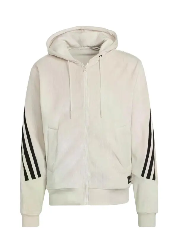 Adidas Ribbed-paneled Zip-up Hoodie - Neutrals
