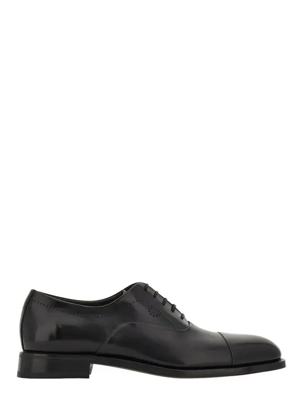 FERRAGAMO Tramezza Oxford With Toe Cap - Black