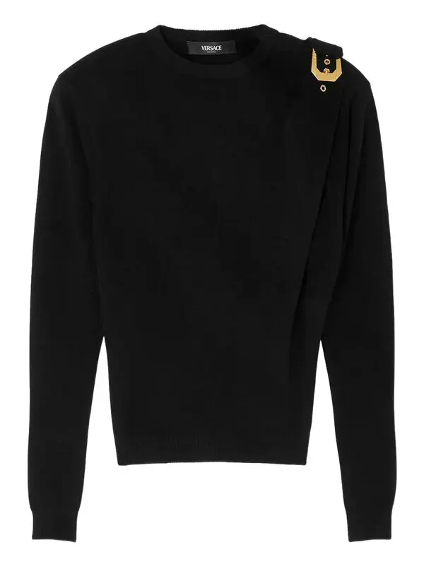 Versace Wool Buckle Sweater - Black