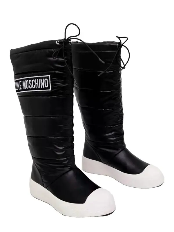 Moschino Quilted Logo-plaque Snow Boots - Black