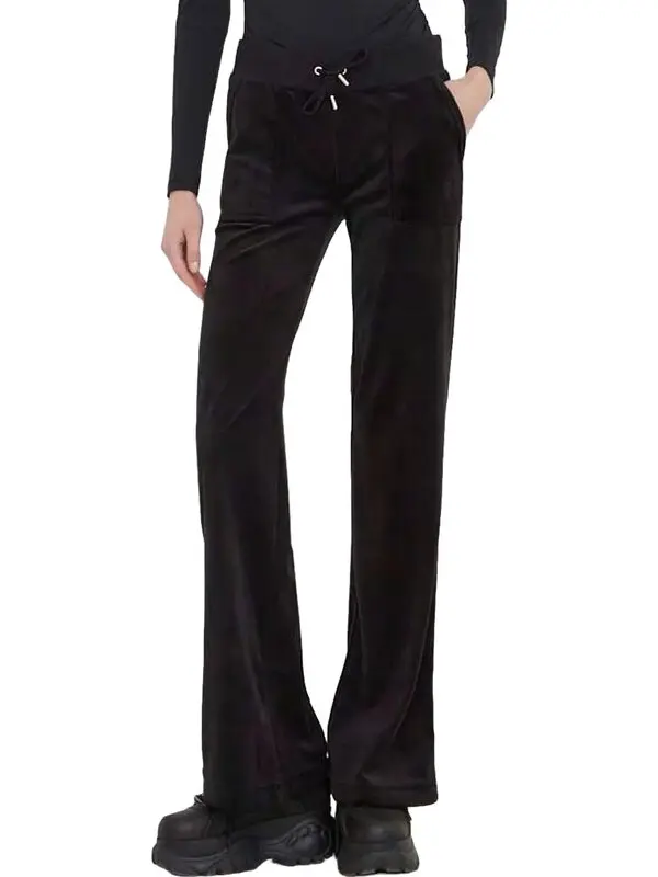 Juicy Couture Embroidered Velour Trousers - Black
