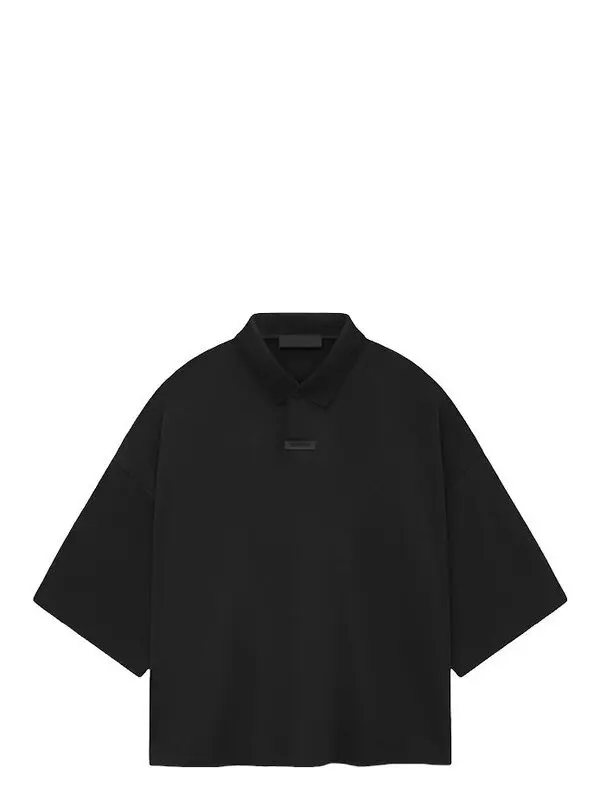 Fear Of God Essentials Pique Cropped Polo Shirt - Black