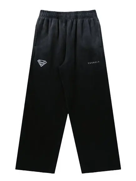YOUNGLA X Superman Sweatpants - Black Wash